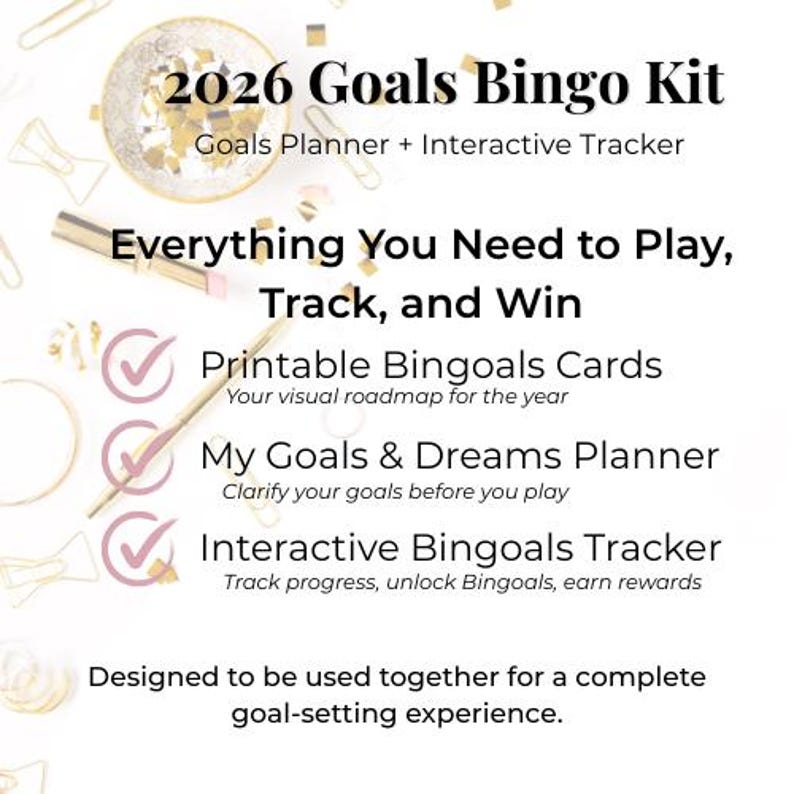 2026 Goal Bingo Kit | Printable Card + Interactive Tracker | Digital ...