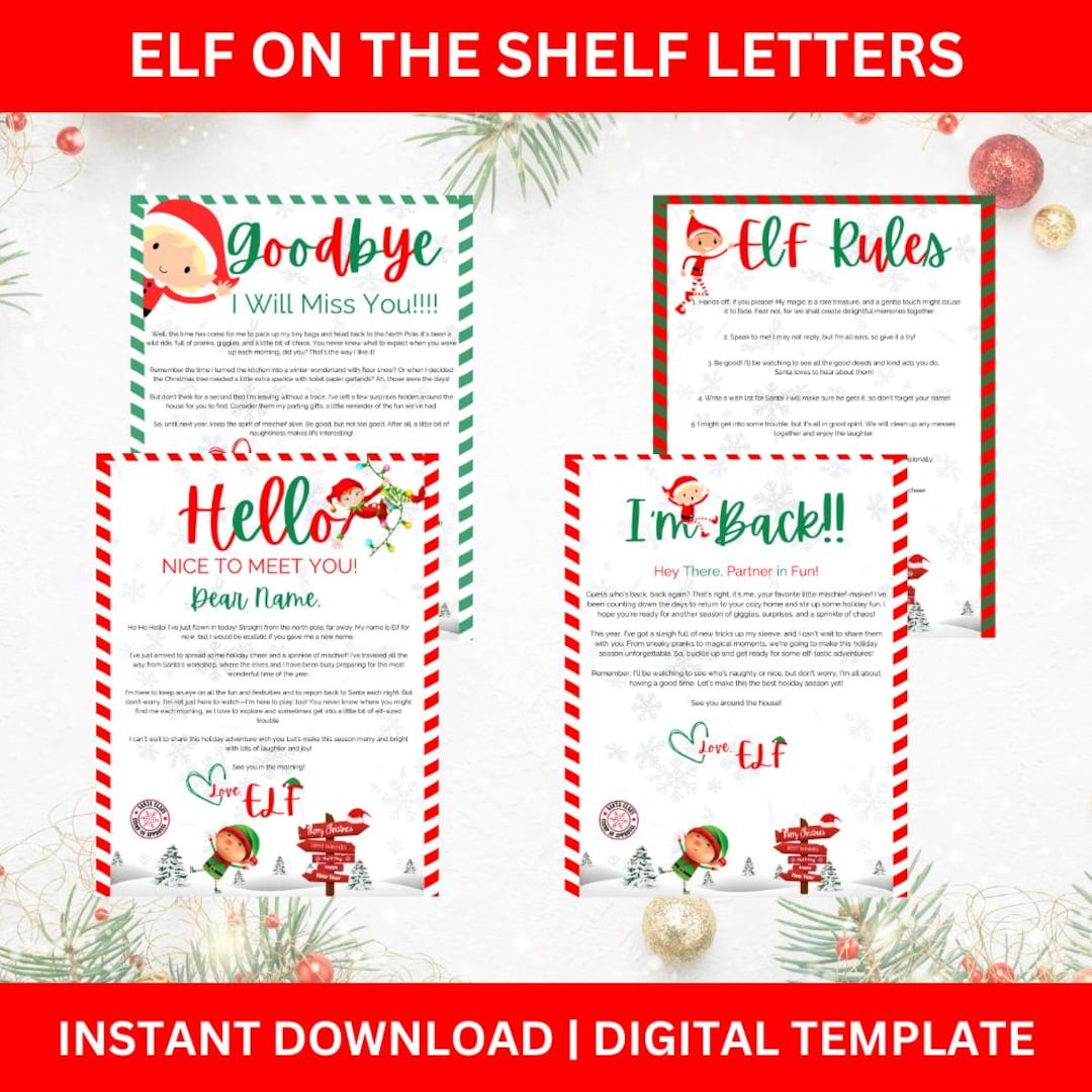 Elf on the Shelf Letter, Elf Welcome Letter, Elf Goodbye Letter, Elf ...