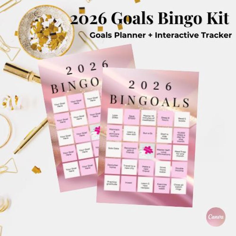 2026 Goal Bingo Kit | Printable Card + Interactive Tracker | Digital ...