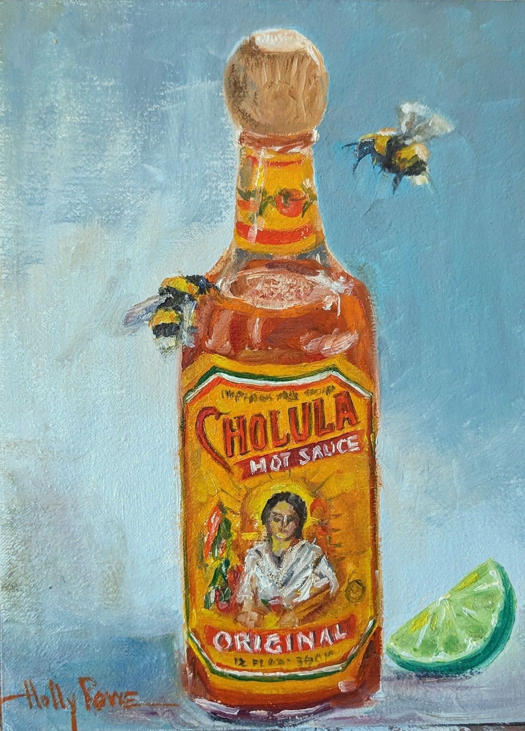Original Oil Painting "bee Hot", 8x6 Oil on Board, Hot Sauce and Bees ...