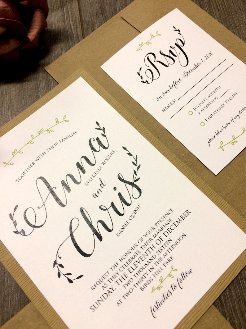 Rustic Wedding Invitation, Natural, Woodgrain, Outdoor Wedding Invites ...