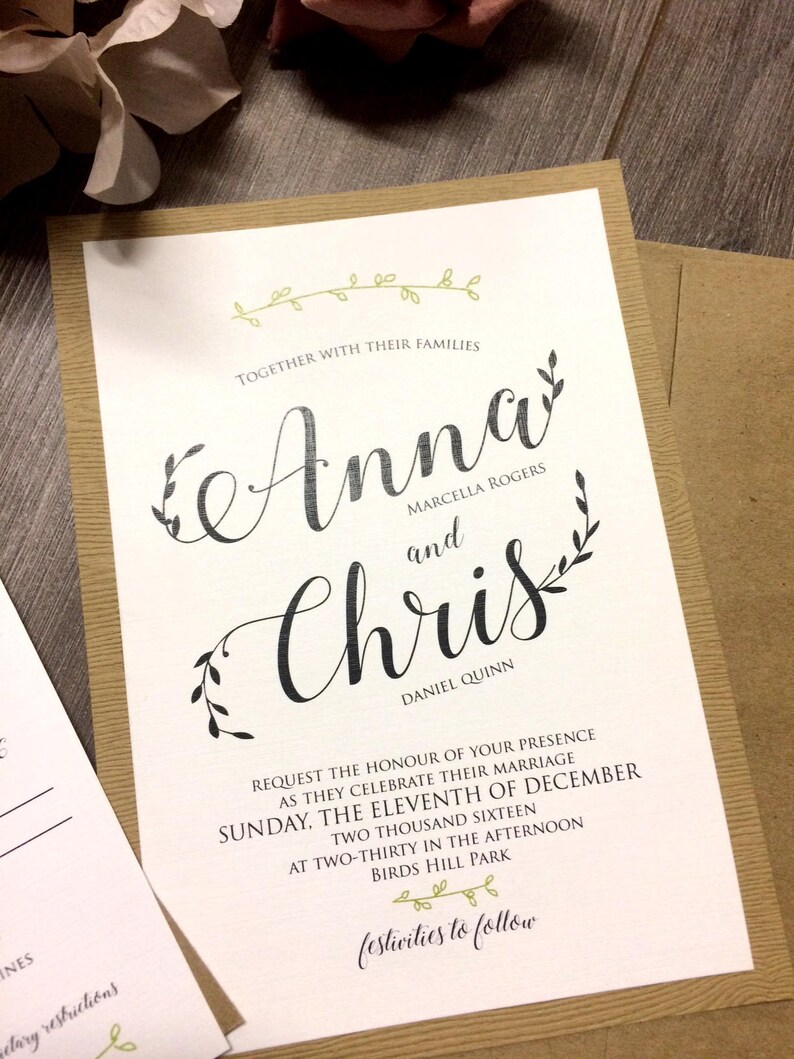 Rustic Wedding Invitation, Natural, Woodgrain, Outdoor Wedding Invites ...