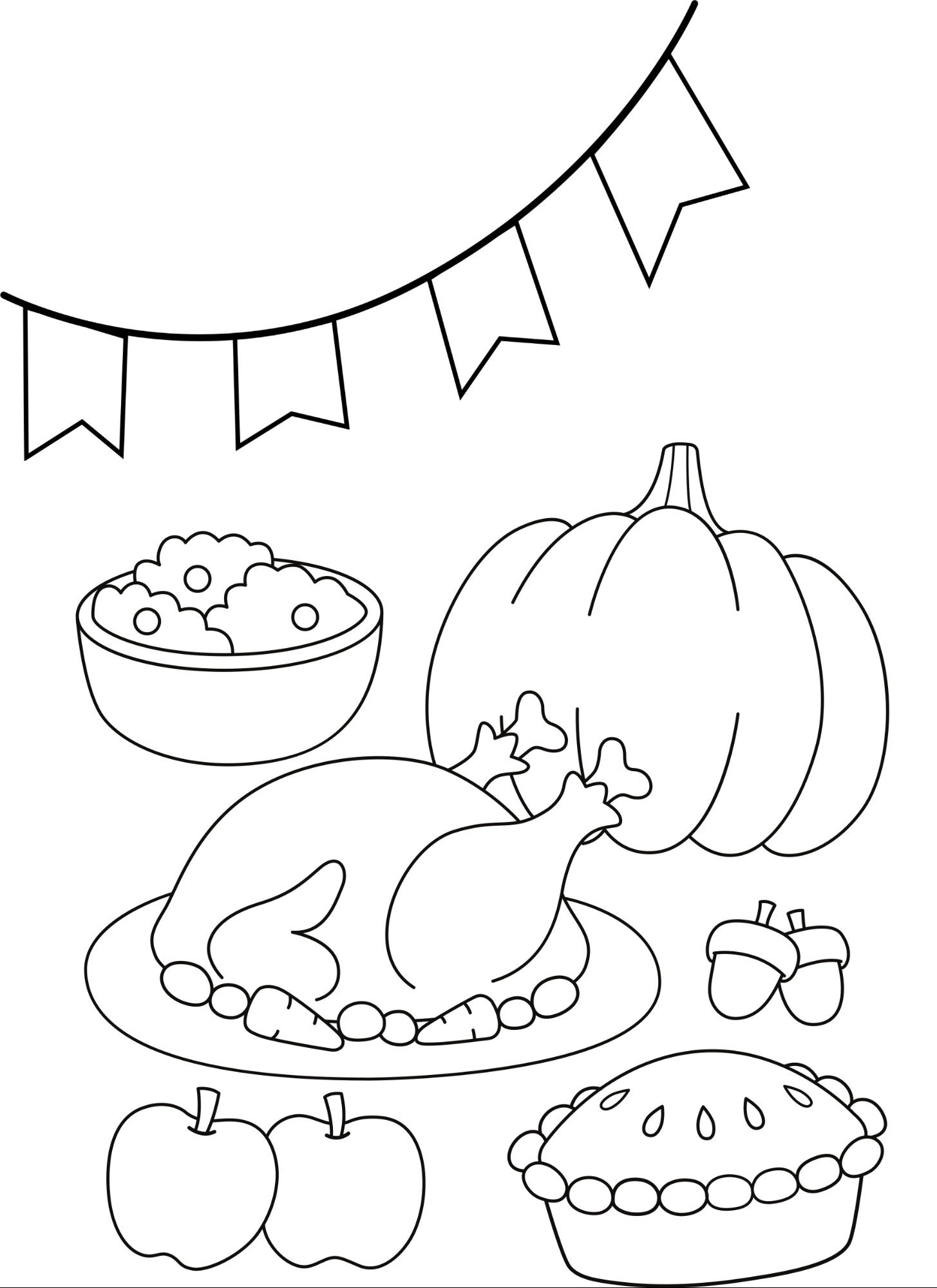 Easy Kids Thanksgiving Coloring Pages - Etsy