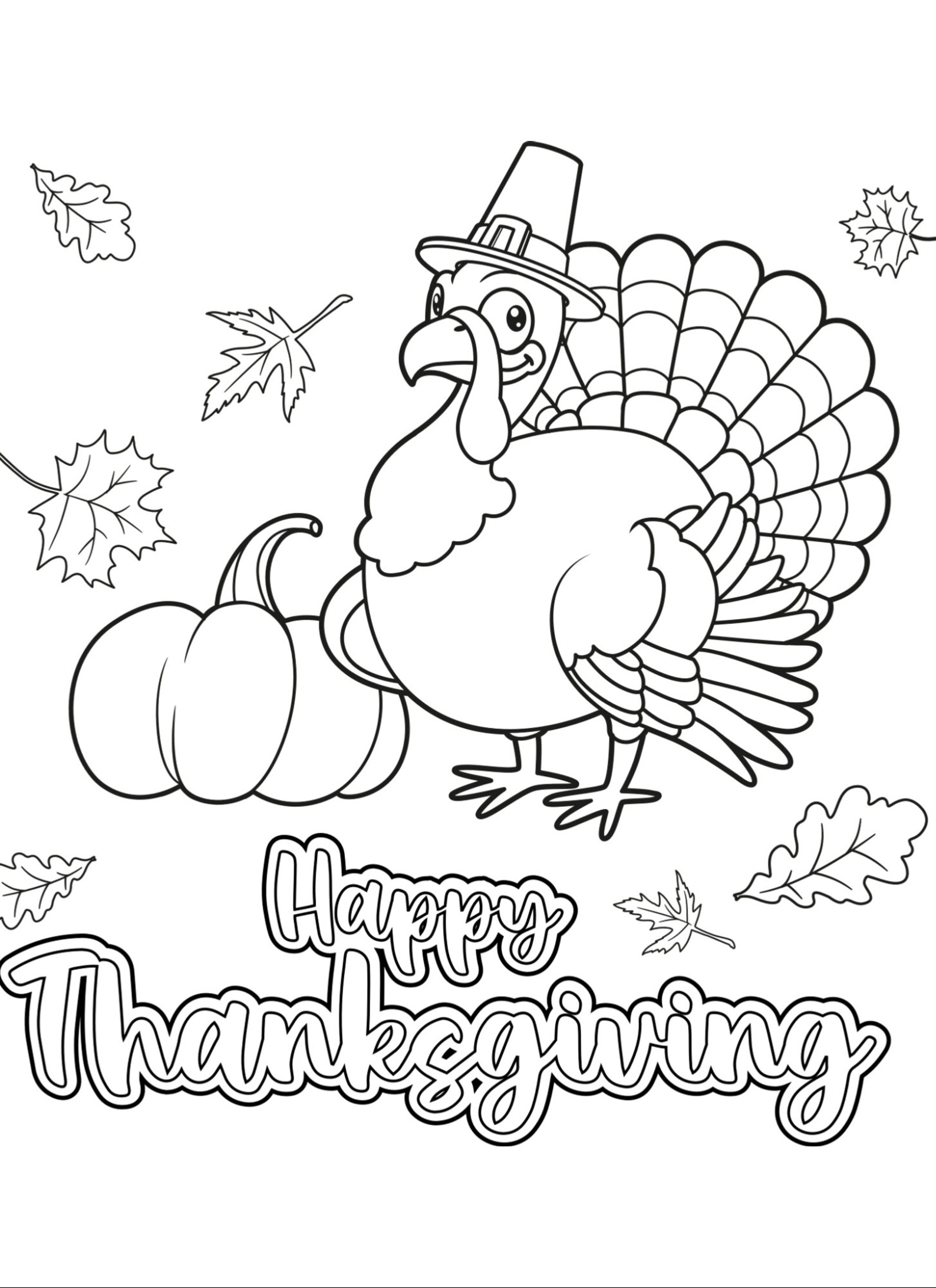 Easy Kids Thanksgiving Coloring Pages - Etsy