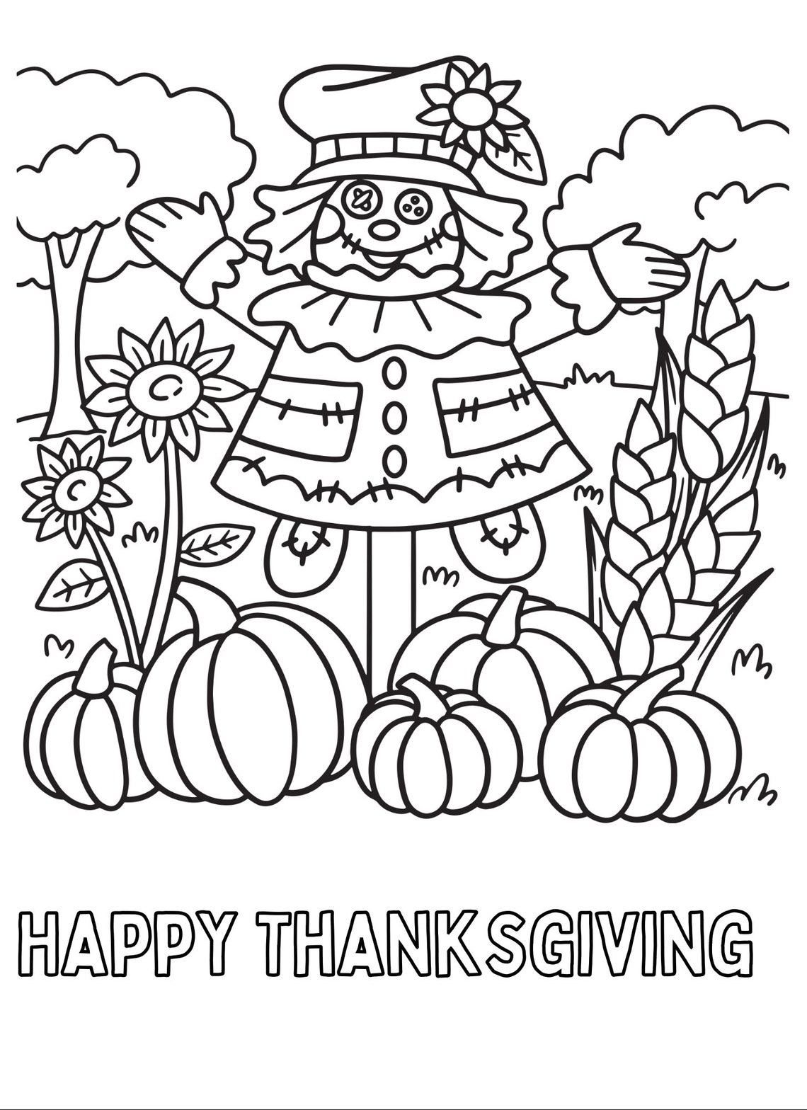 Easy Kids Thanksgiving Coloring Pages - Etsy