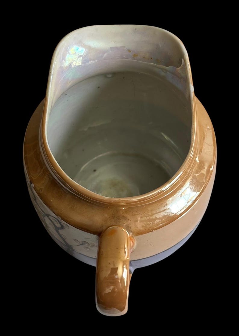 Vintage Hand Painted Japanese Lusterware Cherry Blossom Design Creamer ...
