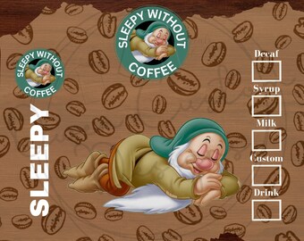 Sleepy Before Coffee Tumbler Design | Seven Dwarfs Coffee Wrap | 20 Oz ...