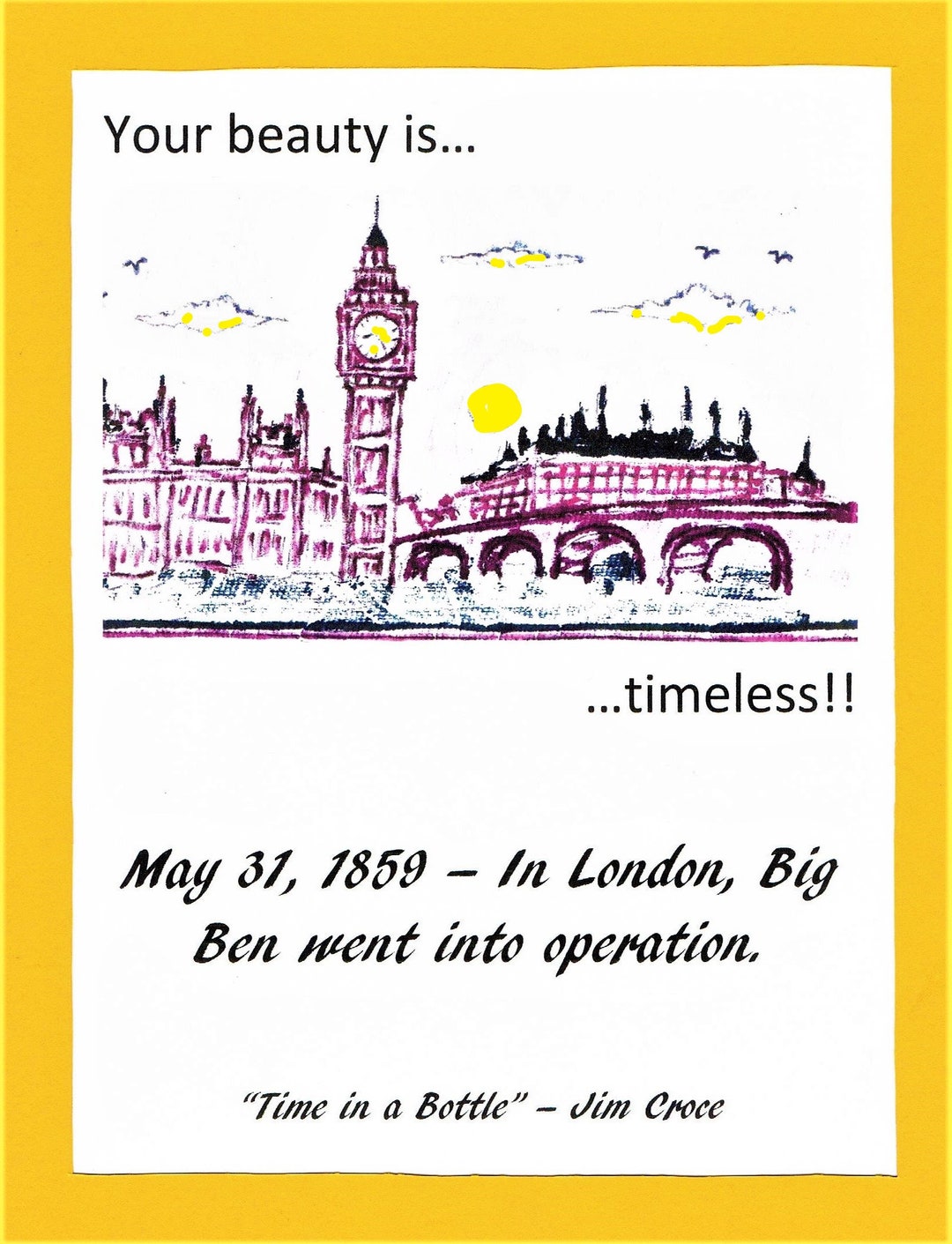 May 31, 1859 - in London, Big Ben Went Into Operation. Song: "time in a ...