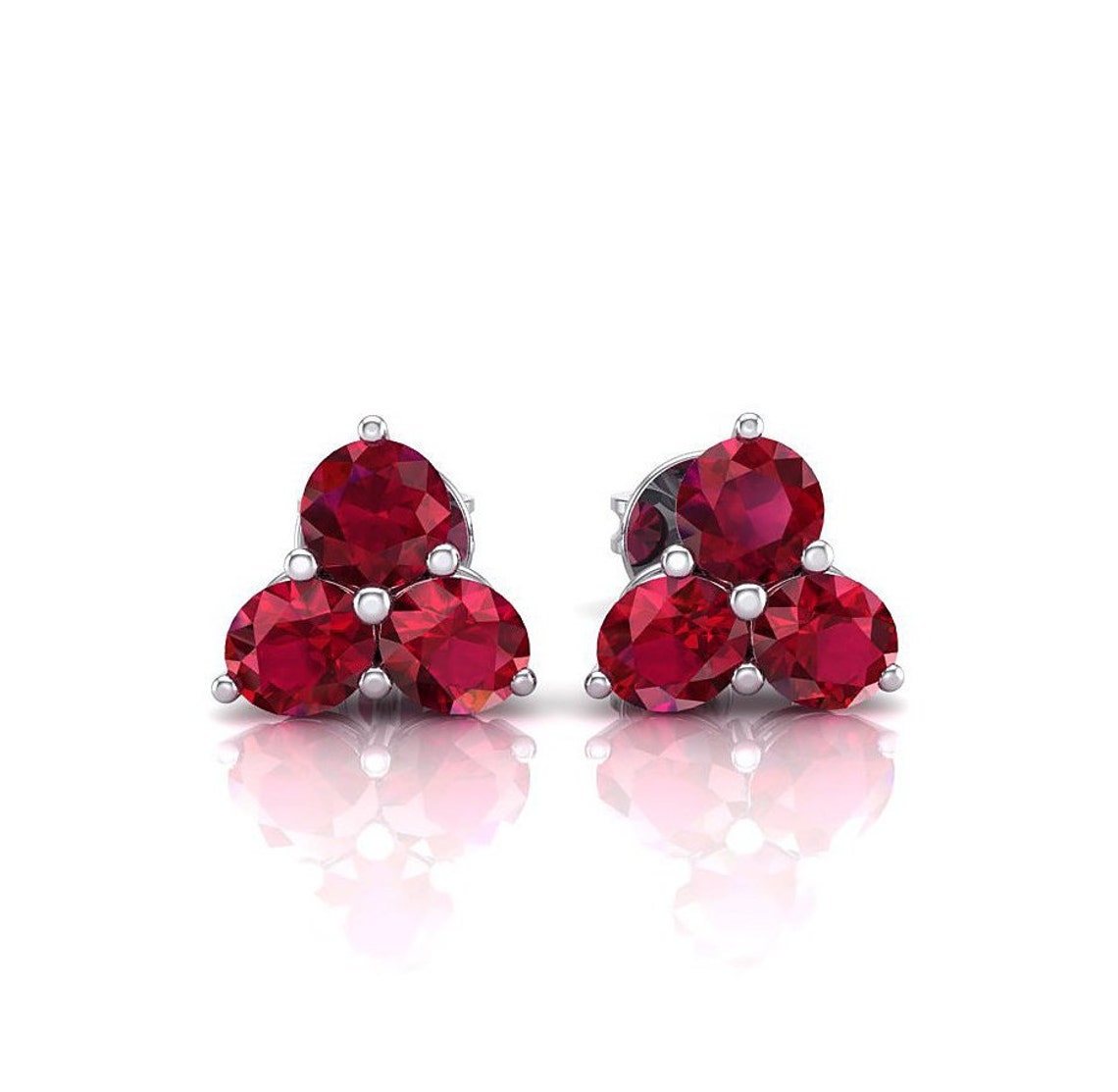 Forever Brilliance 14k White Gold 1.50tcw Round Cut Vivid Ruby Three ...