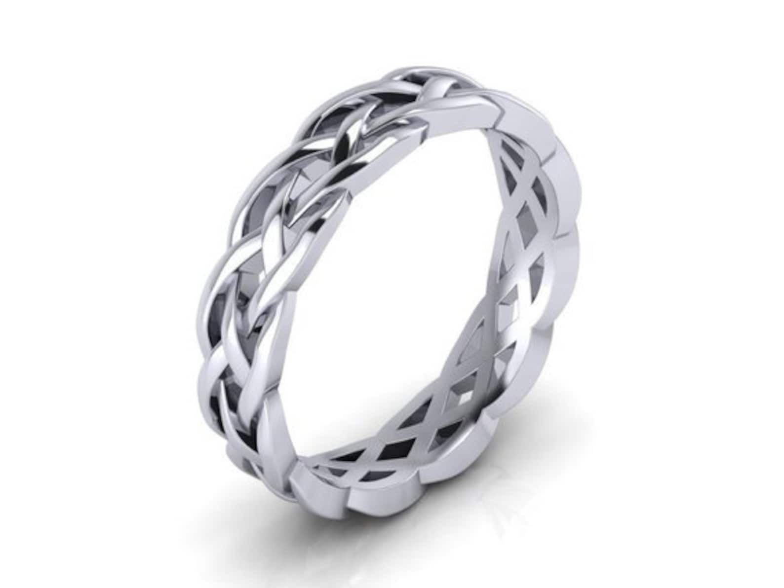 14K Braided White Gold Celtic Wedding Ring Braided Gold Ring - Etsy