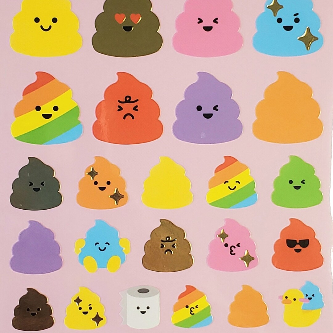 Gaia Rainbow Kawaii Poo Sticker Sheet Stickers Japan Collectible Gifts ...