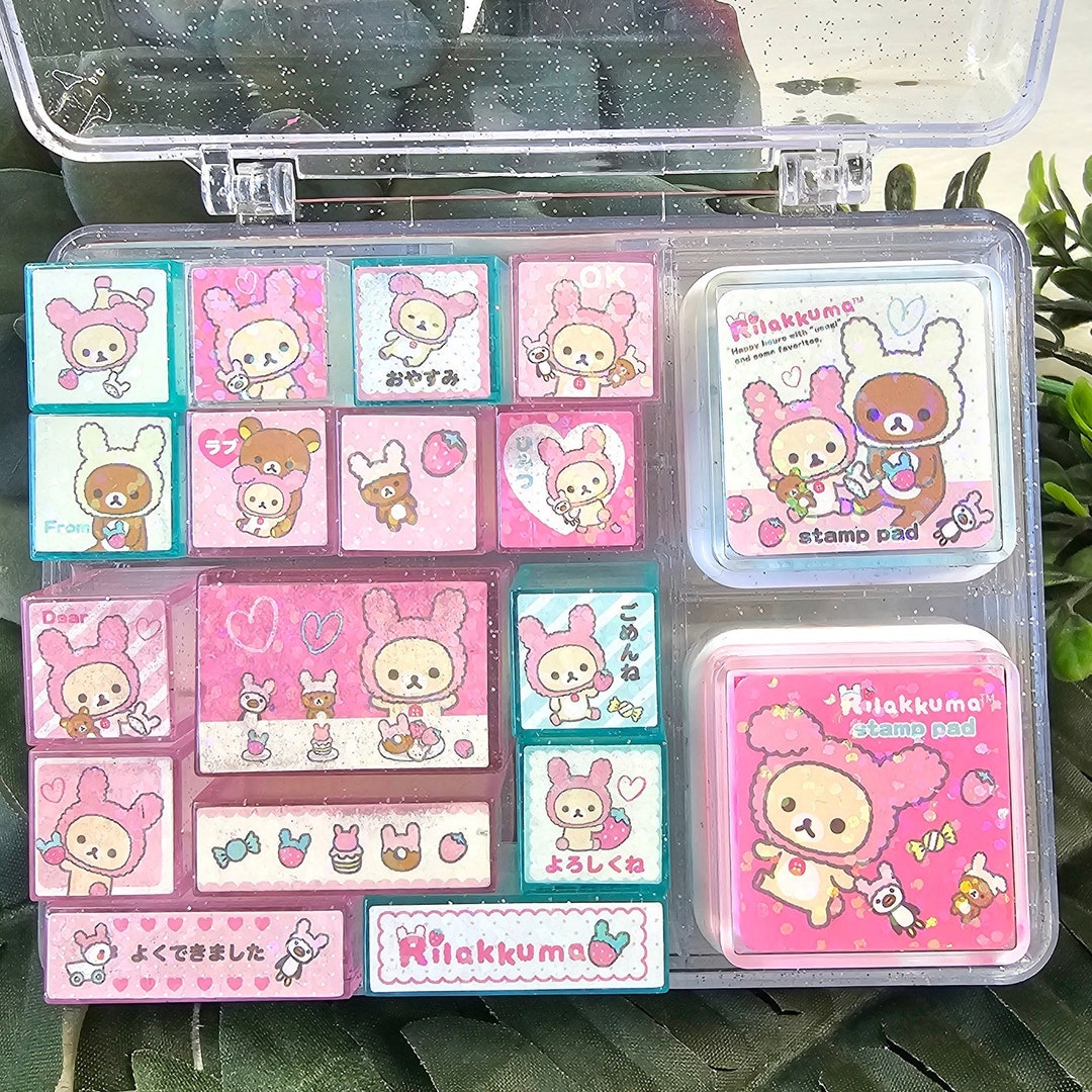 Rilakkuma Strawberry Kawaii Stamp Set Stampers Japan Retro Collectible ...