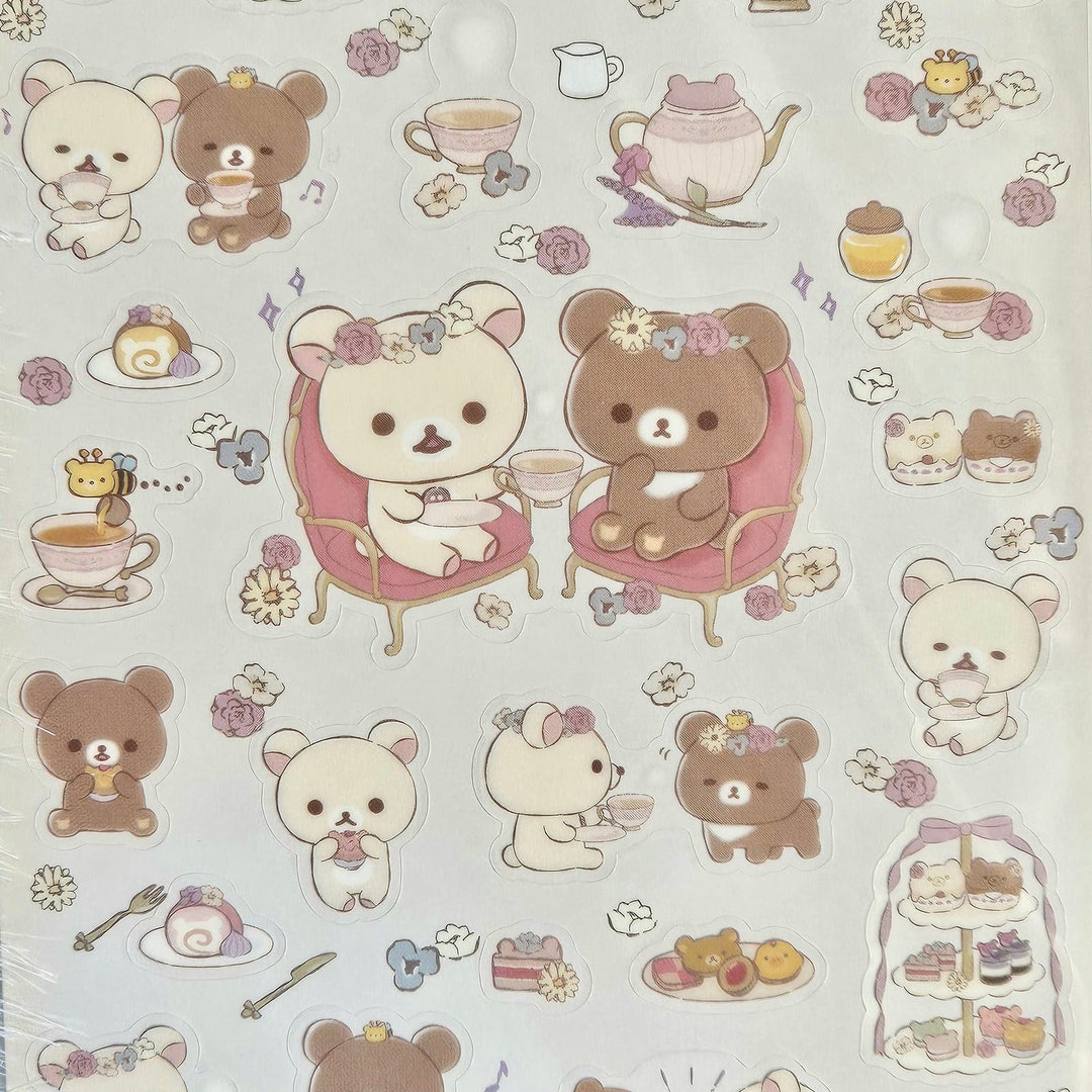 San-x Rilakkuma Chairoikoguma Tea Time Sticker Sheet Stickers Japan B ...
