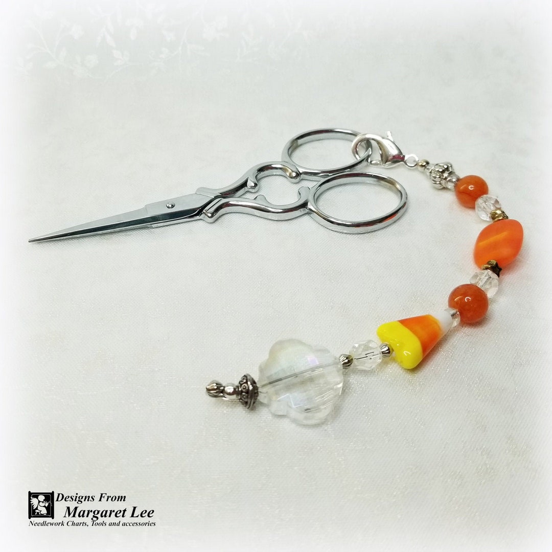 Candy Corn & Fall Leaves Scissor Fobs / Beads / Cross Stitch Accessory ...