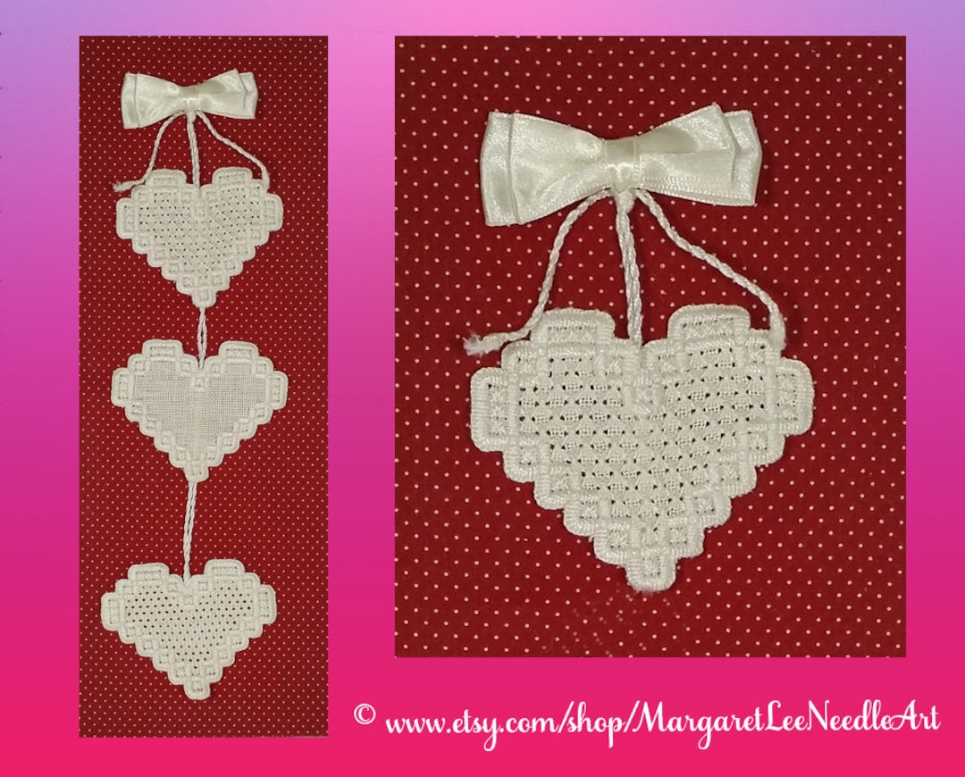 Pulled Thread Hearts Pattern: Hardanger Ornament (digital PDF) - Etsy
