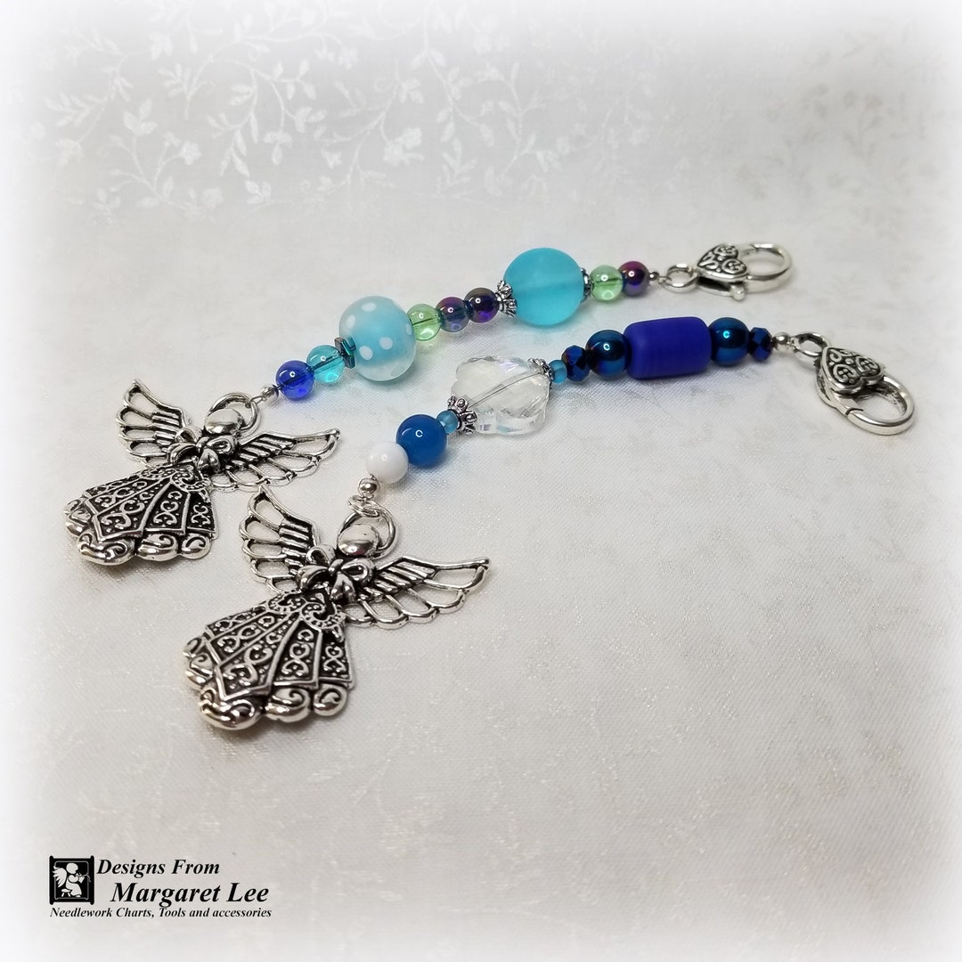 Angel Scissor Fobs / Blue With White Dots or Crystal Bead / Cross ...