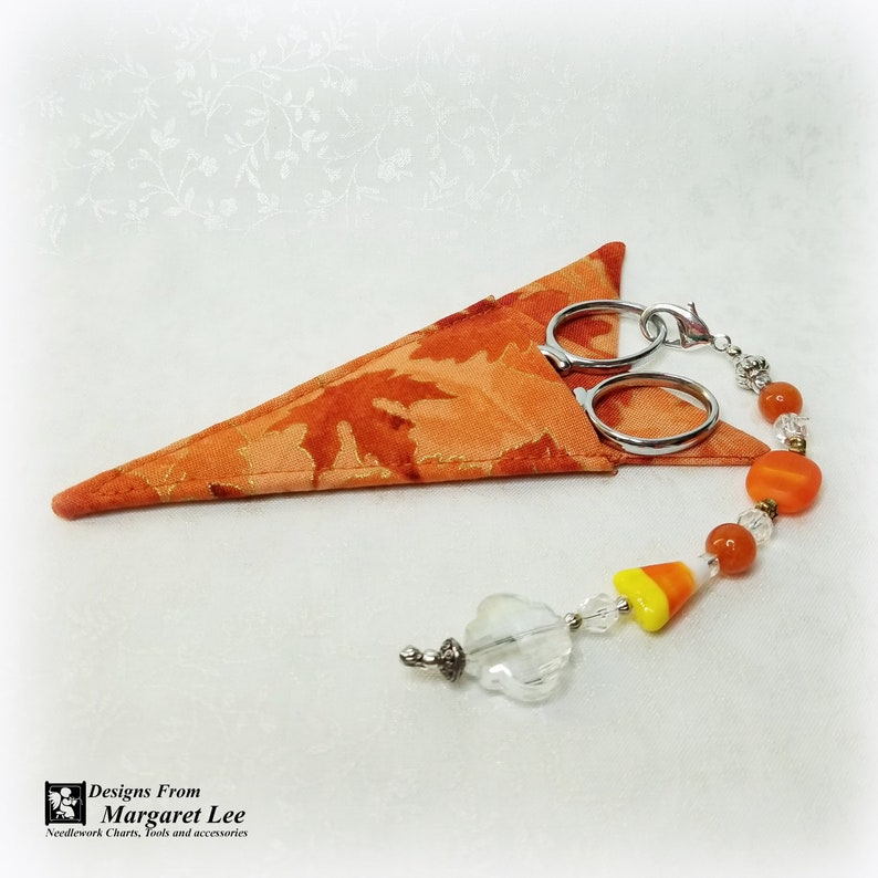 Candy Corn & Fall Leaves Scissor Fobs / Beads / Cross Stitch Accessory ...