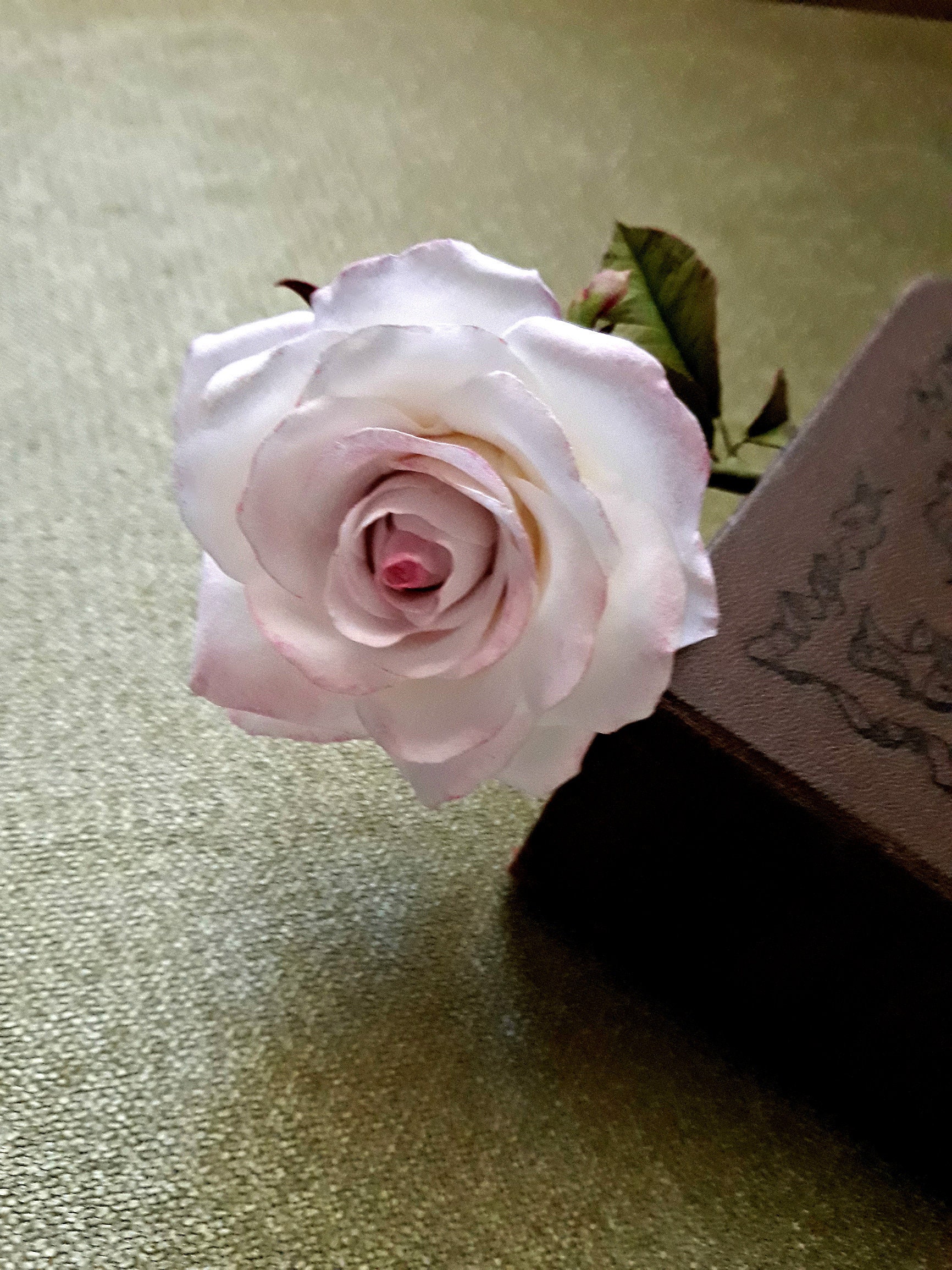 White and Pink Polymer Clay Rose Clay Rose for a Wedding Bouquet ...