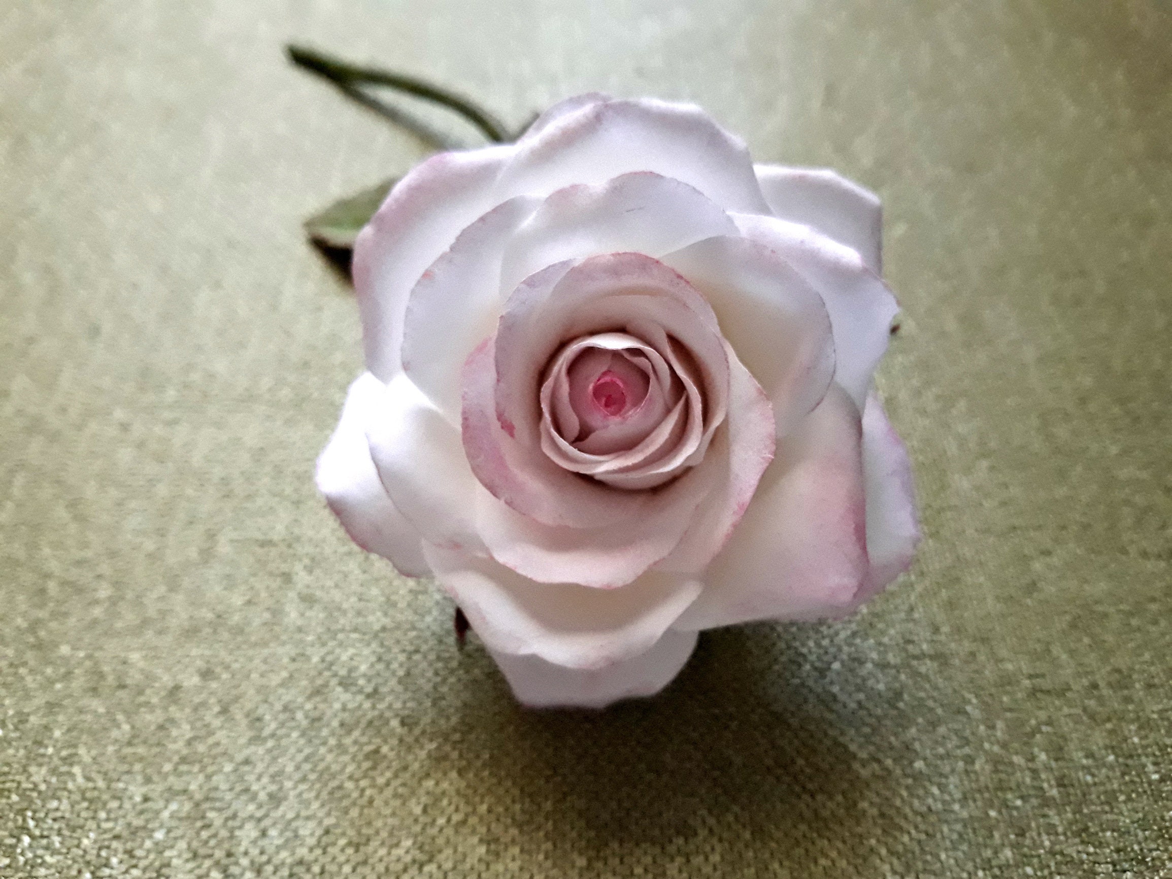 White and pink polymer clay rose Clay rose for a wedding | Etsy