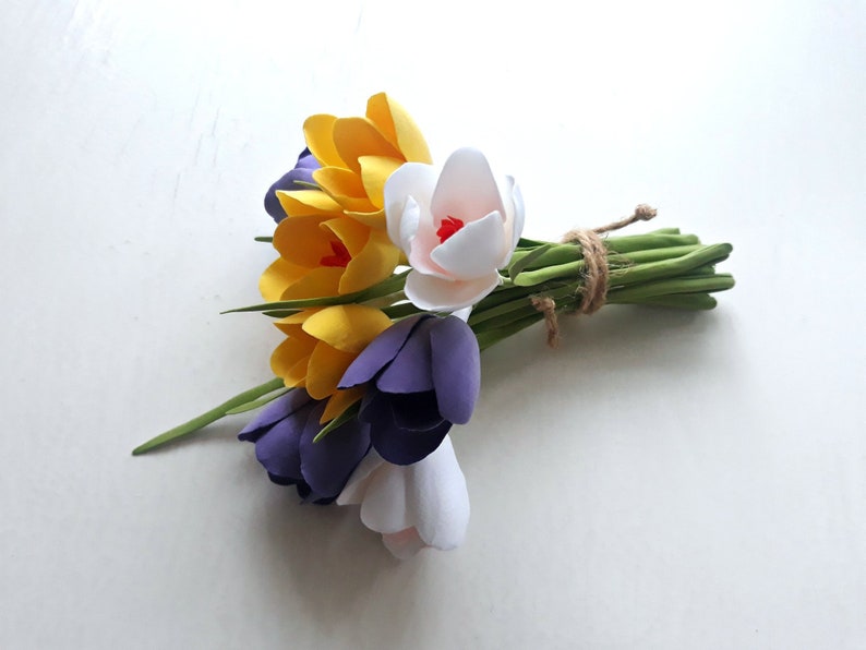 Crocus Flower Arrangement Spring Flowers Polymer Clay Flowers - Etsy