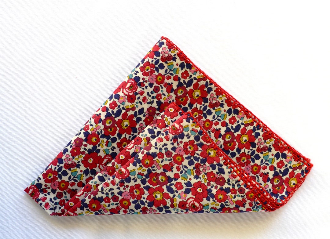 Handkerchief Hanky Liberty of London Fabric Red Floral - Etsy