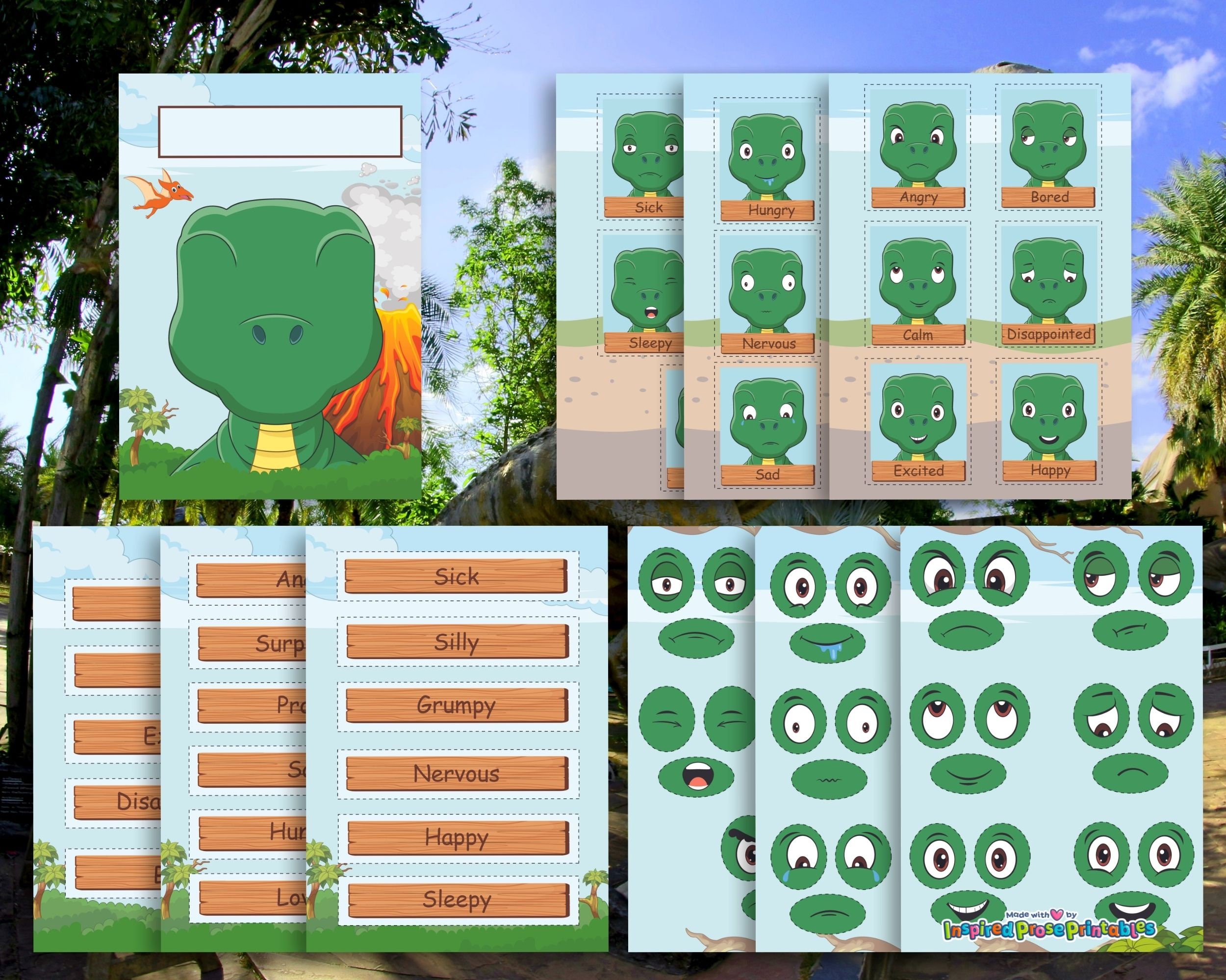 Dinosaur Social Emotional Learning Preschool Printable, Learn Feelings ...