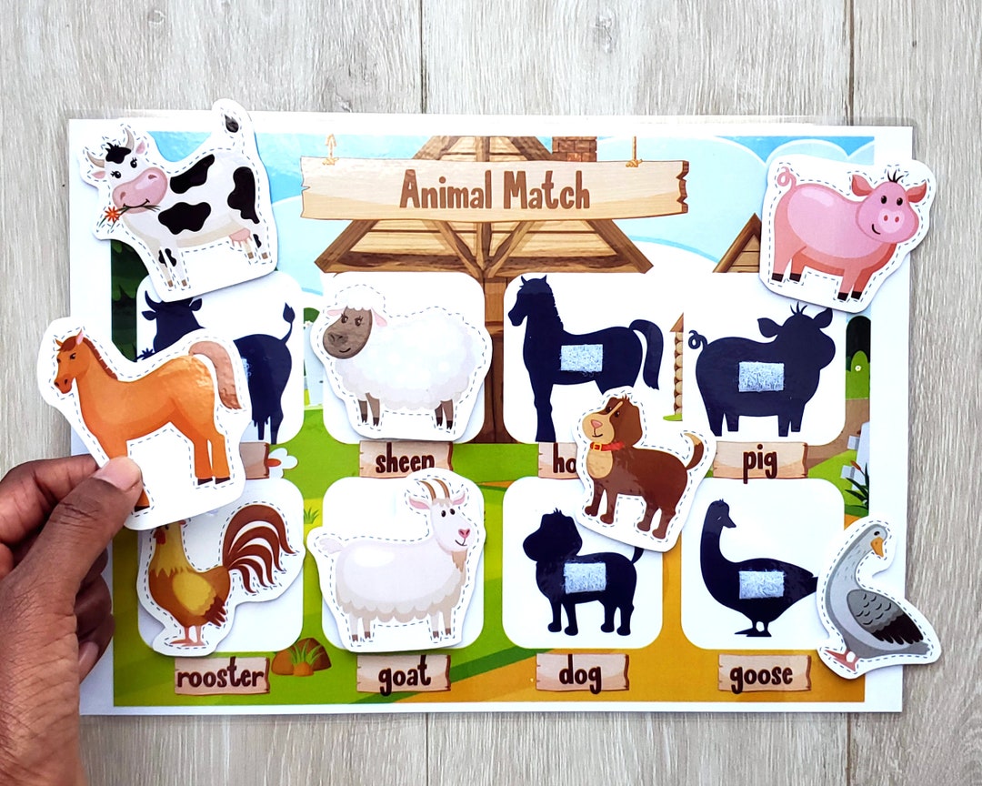 Animal Matching Game, on the Farm Busy Book Printable Worksheet for ...