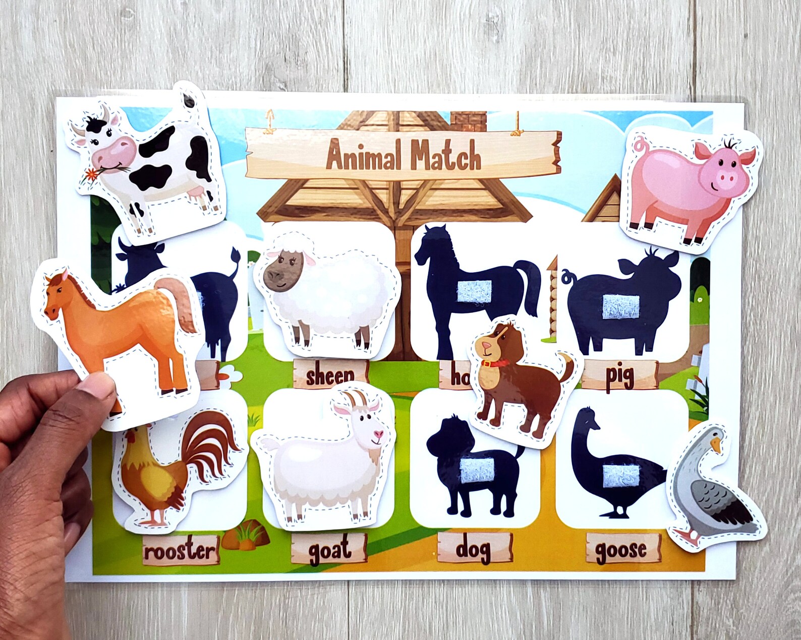 Animal Matching Game, on the Farm Busy Book Printable Worksheet for ...