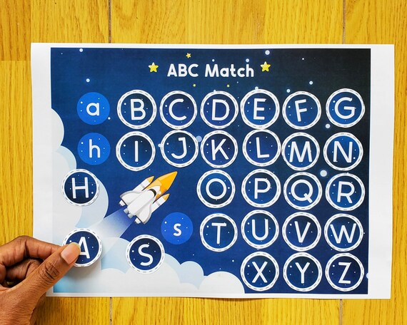 Space Printable Alphabet Matching With Upper Case and Lower | Etsy