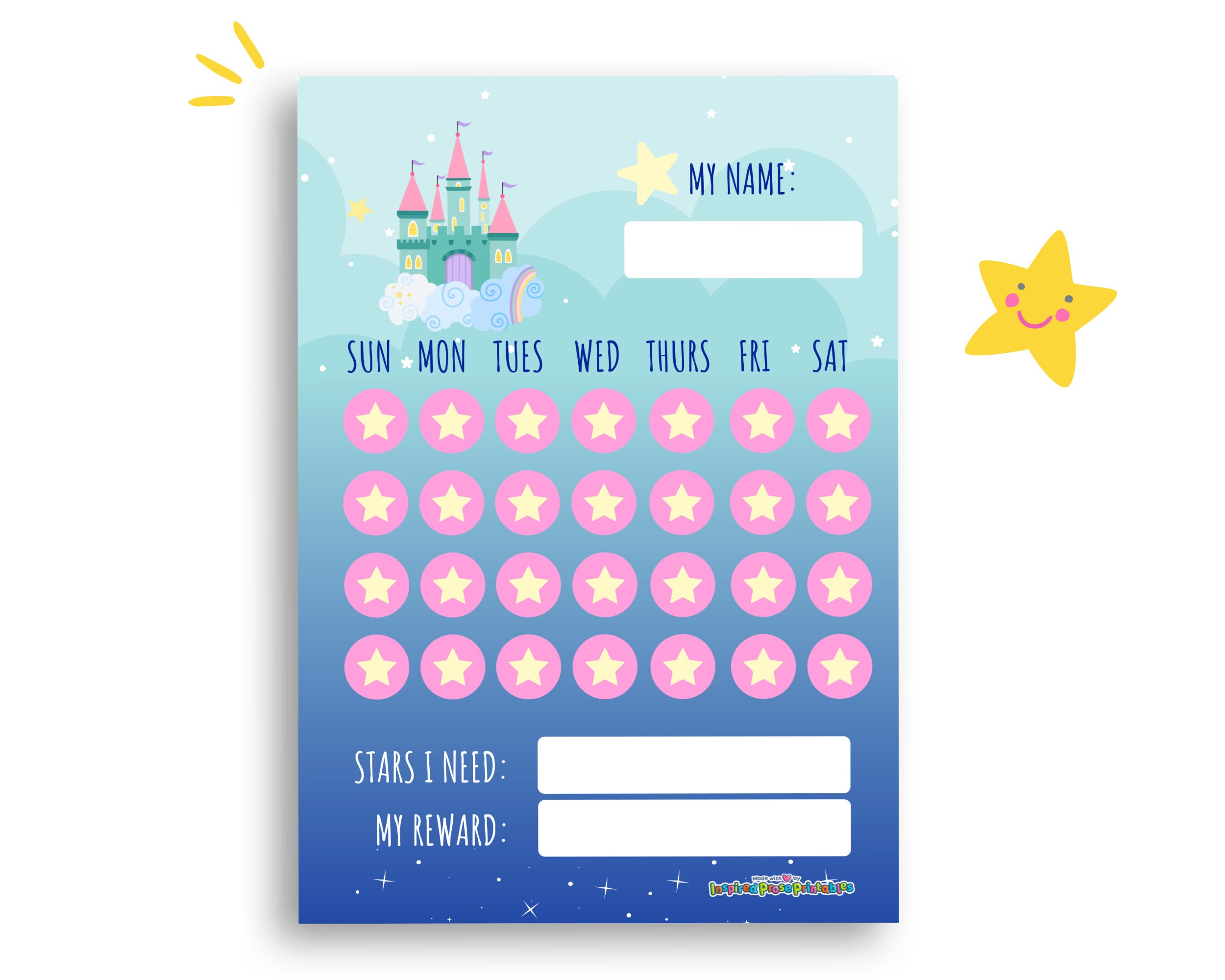 Princess Behavior Chart, Simple Kids Reward Chart Printable, Also Use ...