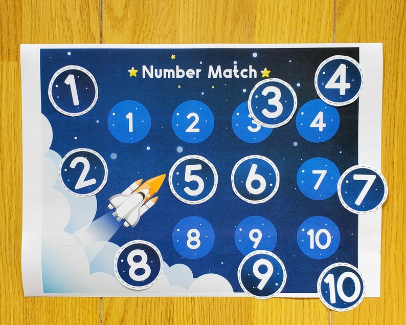 Space Number Matching Printable Montessori Counting Activity - Etsy