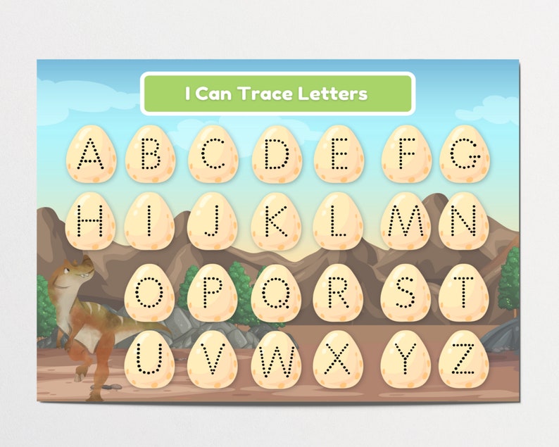 Printable Alphabet Tracing Worksheets With Dinosaur Upper Case and ...