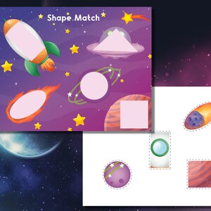 Space Shape Matching Worksheet, Learning Shapes Solar System Activity ...