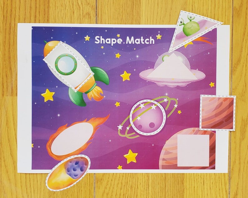 Space Shape Matching Worksheet, Learning Shapes Solar System Activity ...
