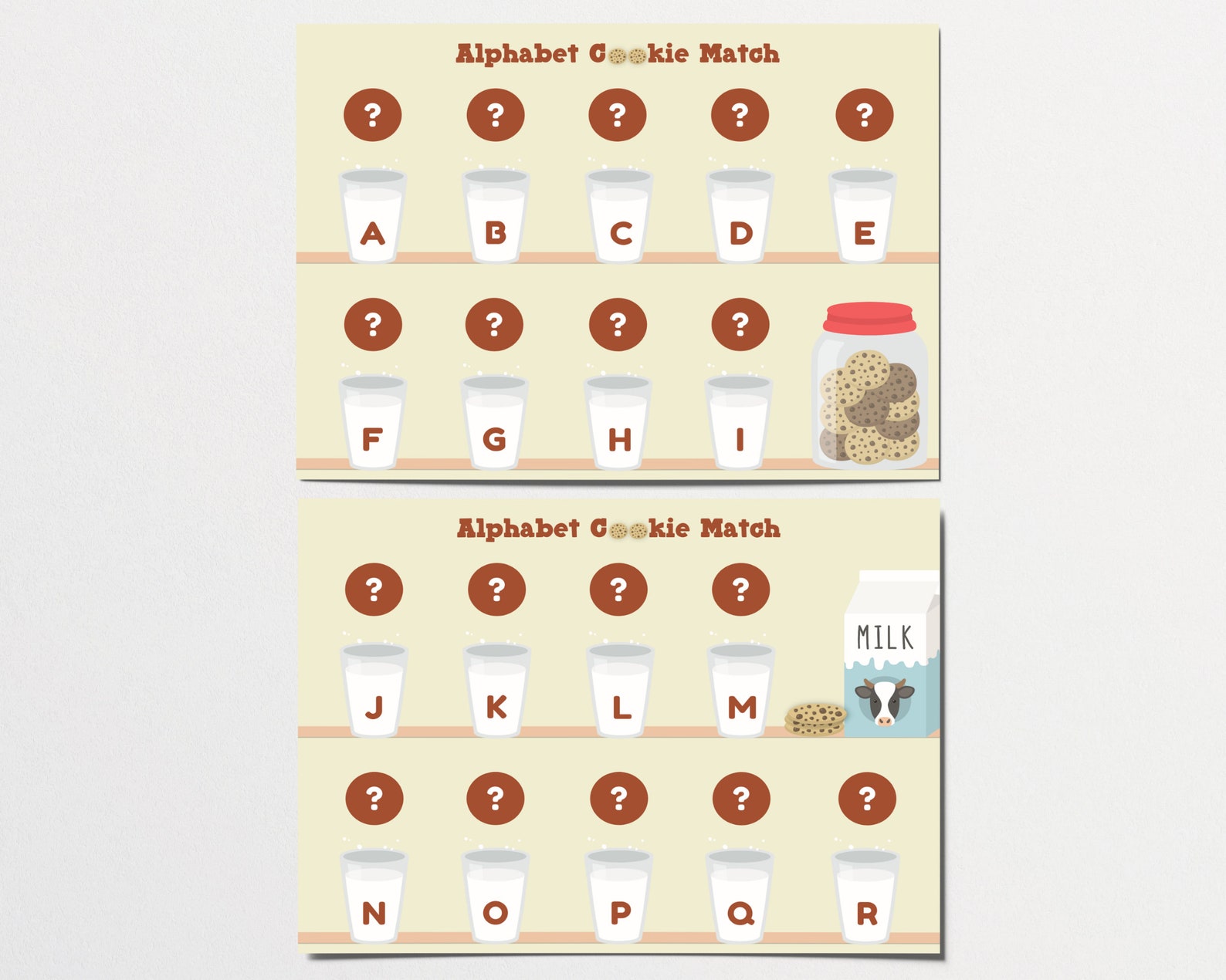 Printable Alphabet Matching With Cookies, Upper Case and Lower Case ...