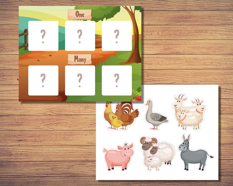 Toddler Worksheet Sorting Activities One and Many Activity - Etsy