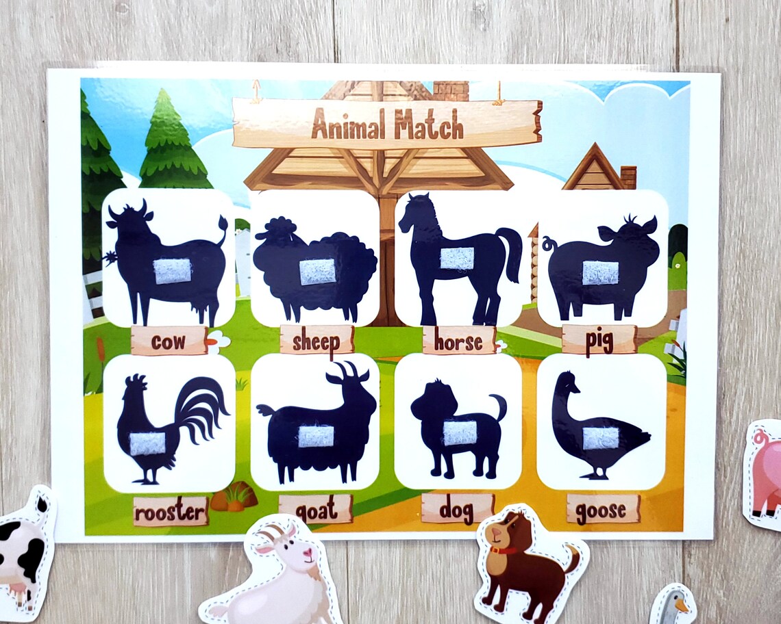 Animal Matching Game, on the Farm Busy Book Printable Worksheet for ...