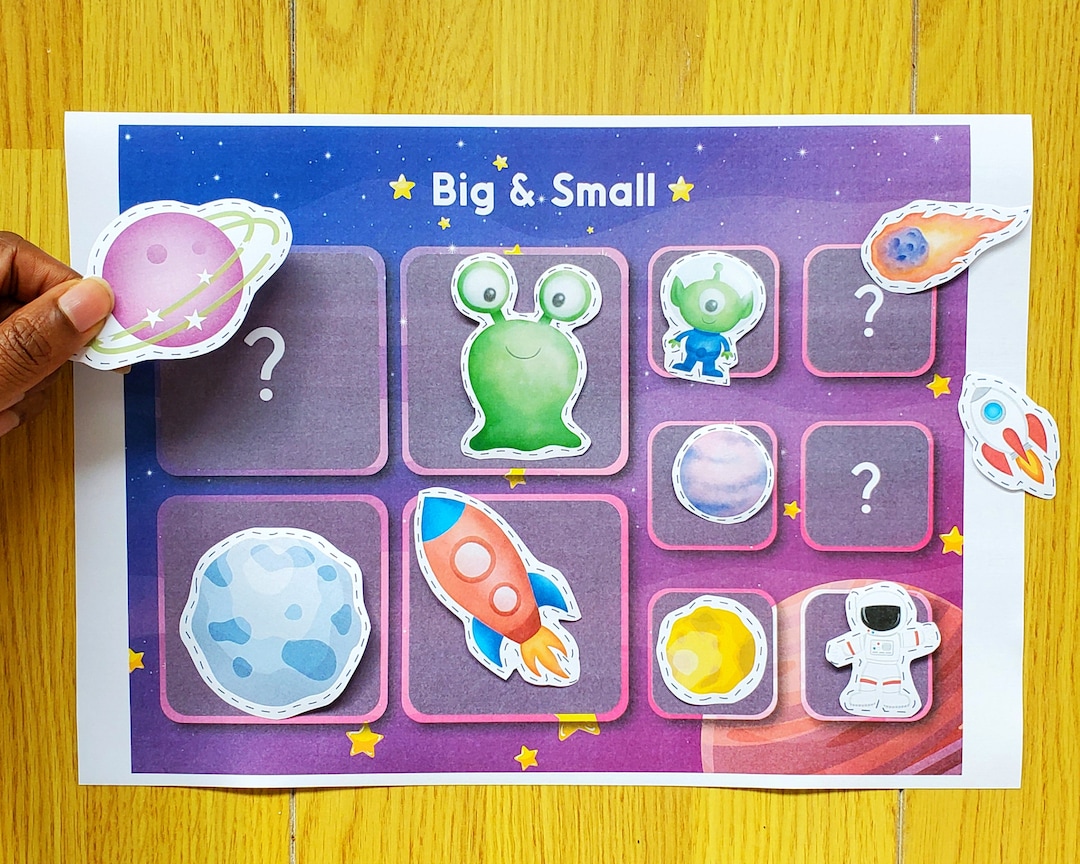 Outer Space Sorting Activities, Big and Small Activity Mat, Learning ...