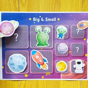 Outer Space Sorting Activities Big and Small Activity Mat - Etsy