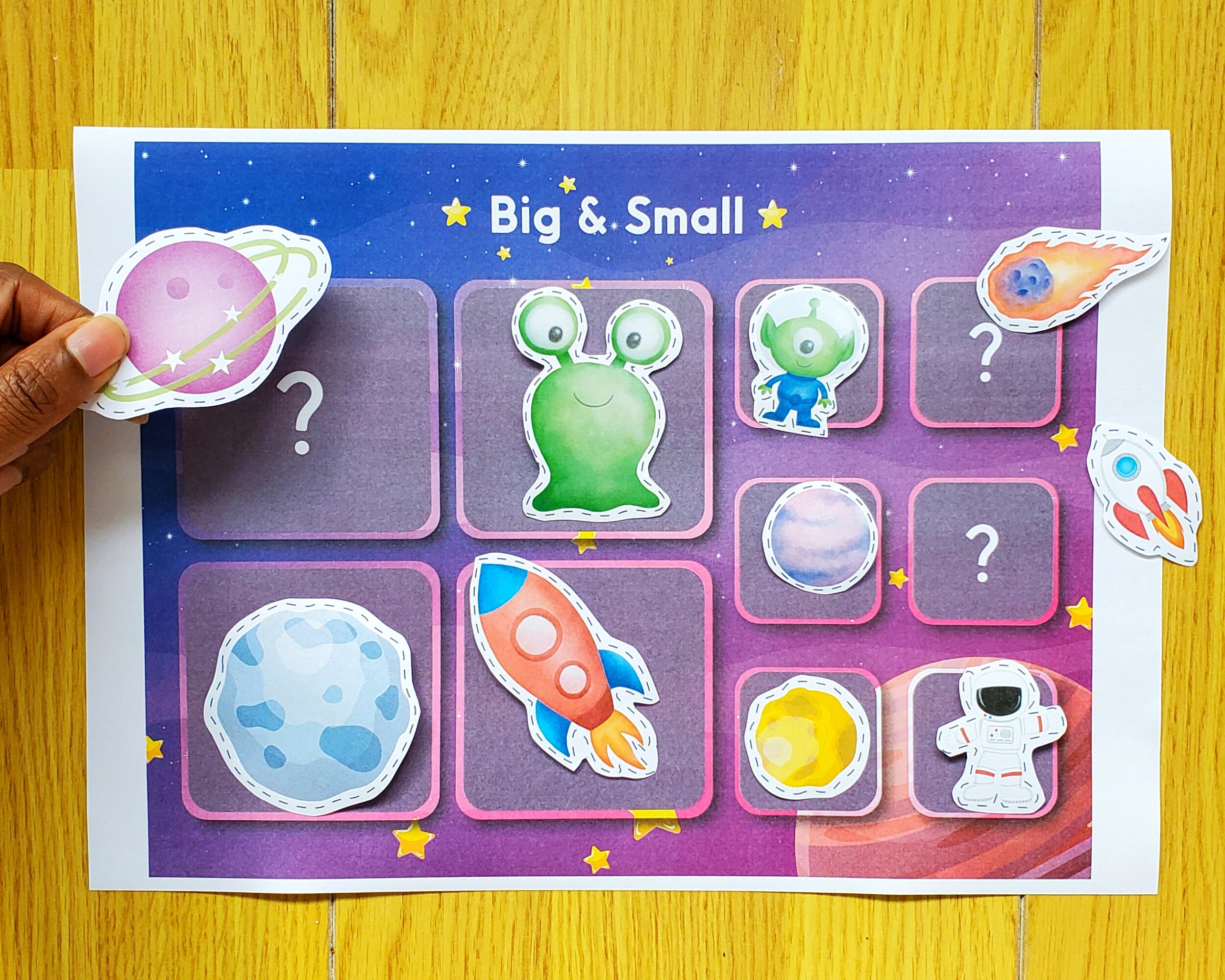 Outer Space Sorting Activities, Big and Small Activity Mat, Learning ...