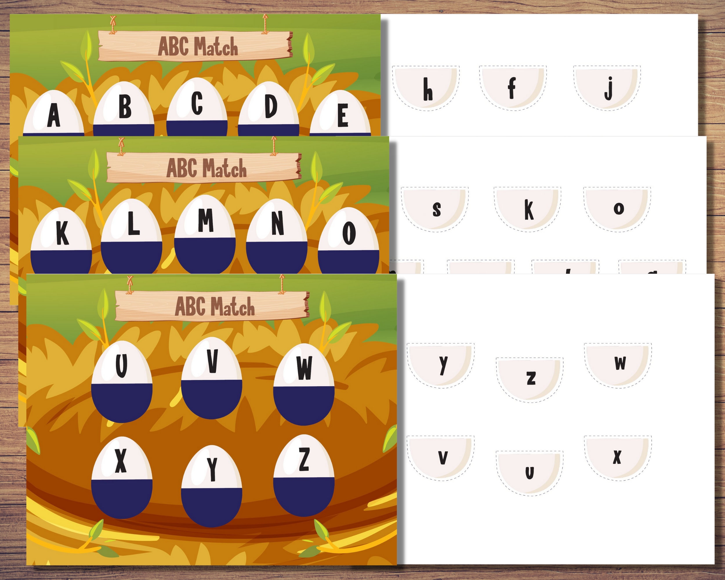 Farm Eggs Printable Alphabet Matching With Upper Case and Lower Case ...