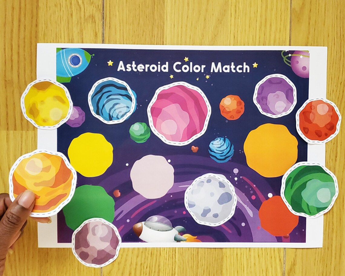 Asteroid Color Sorting Activity, Outer Space Color Matching Printable ...