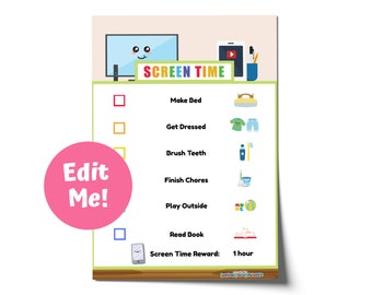Screen Time Checklist Technology Tracker Printable | Etsy