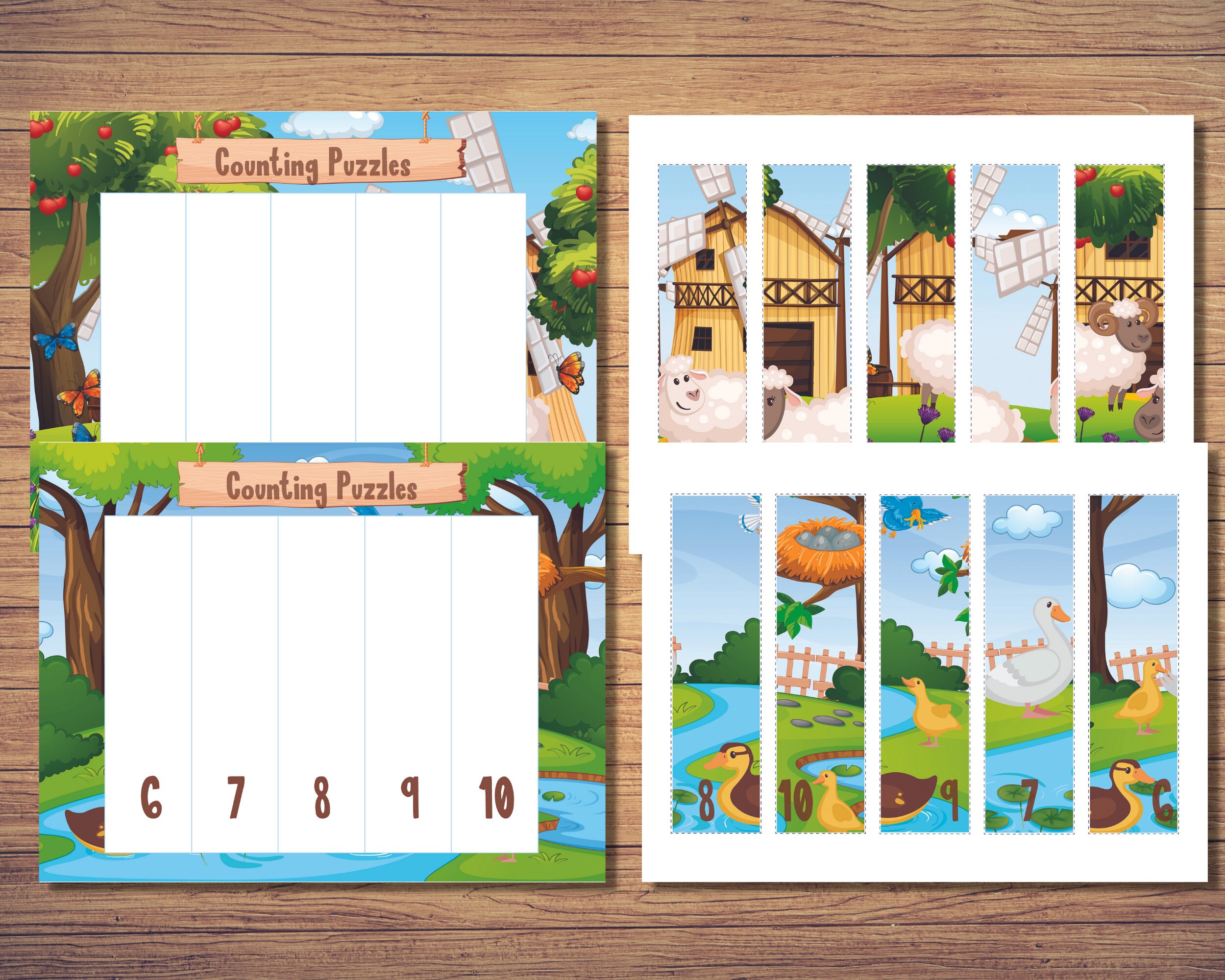 Preschool Math Printable, Montessori Counting Puzzle and Number ...