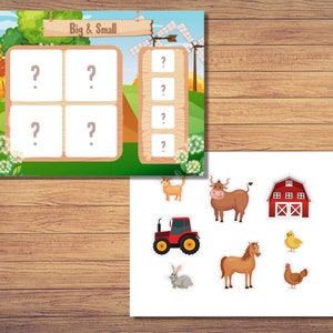 Preschool Printable Sorting Activities, Big and Small Activity Mat ...