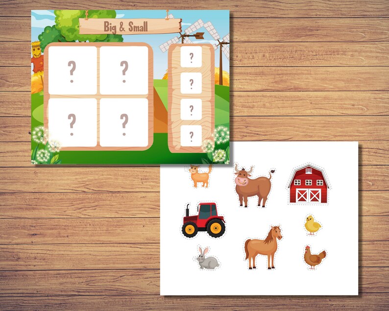 Preschool Printable Sorting Activities, Big and Small Activity Mat ...