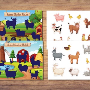 Busy Book Printable Farm Animal Matching Worksheet for Toddler Learning ...