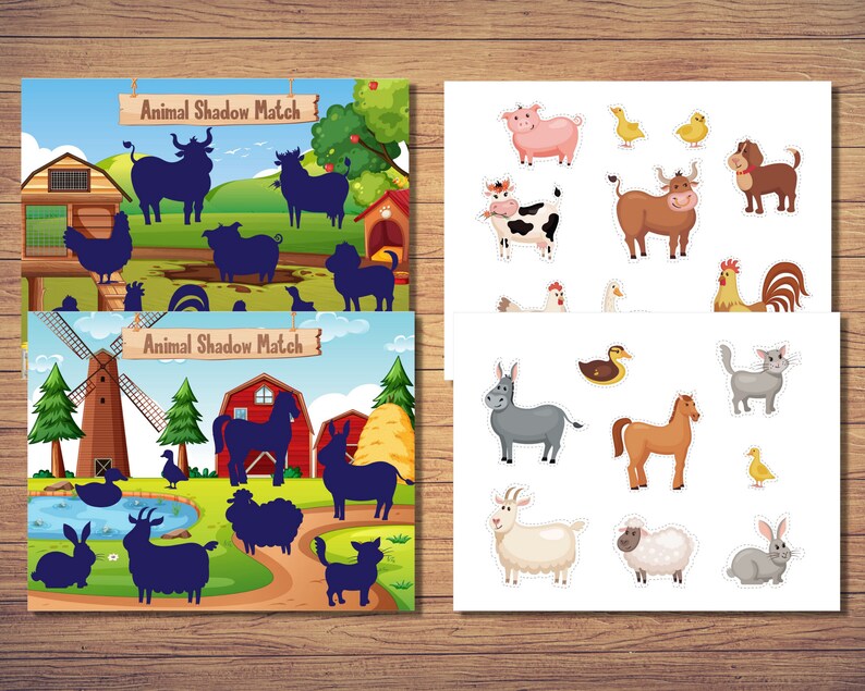 Busy Book Printable Farm Animal Matching Worksheet for Toddler Learning ...