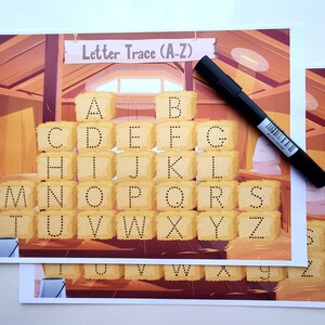 Busy Book Printable Farm Alphabet Tracing Worksheets, Upper Case and ...