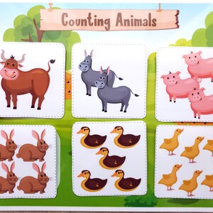 Preschool Math, Counting Animals Printable, Montessori Number Activity ...